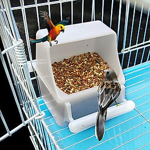 HONGYUNHX 2 Pcs Small Bird Slot Feeder Plastic Bird Water Dispenser Bowl No Mess Cage Hanging Feeder Cup Small Birds Cage accesory,White