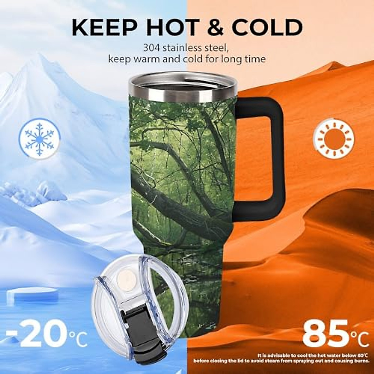 An Ancient Swamp Insulated Stainless Steel Travel Mug, 40 Oz Tumbler with Handle And Straw Double-Wall Vacuum Coffee Cup, Leak-Proof Lid, Keeps Drinks Hot/Cold for Hours