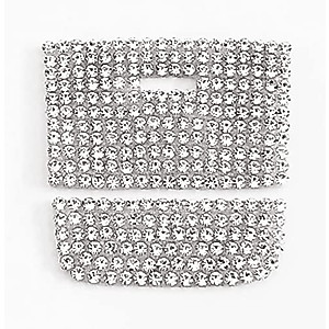 NIUHURU Car Bling Interior Accessories Rhinestone Declas for Honda Accord Inspire 2018-2021 Premium Zinc Alloy Bling Crystal Decors (Parking Button Sticker 2pcs, Silver)