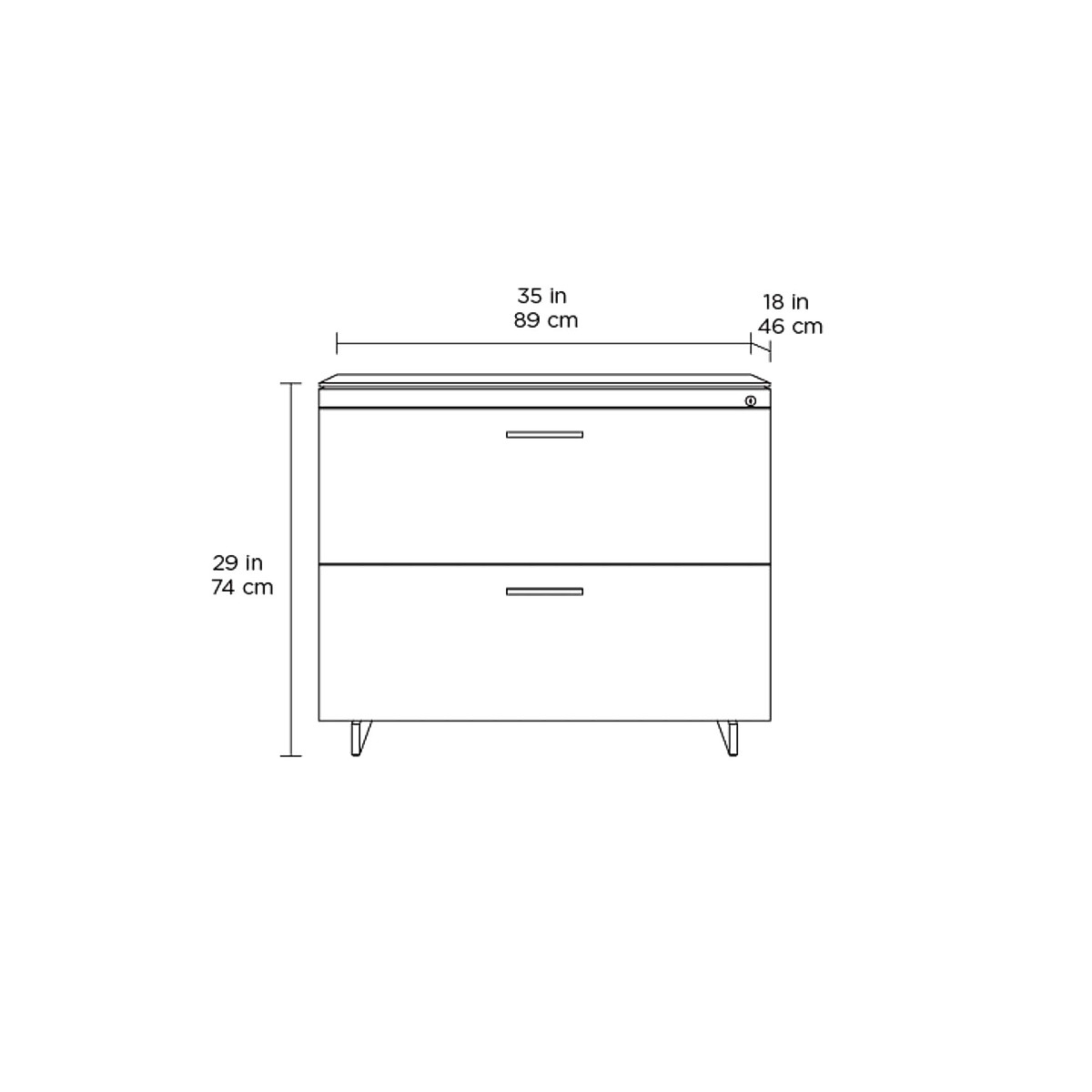 BDI Furniture Sequel 20 6116-35'' Locking Lateral 2-Drawer File Cabinet for Home or Office with Letter or Legal-Sized File Drawer, Satin-Etched Tempered Glass Top, Natural Walnut