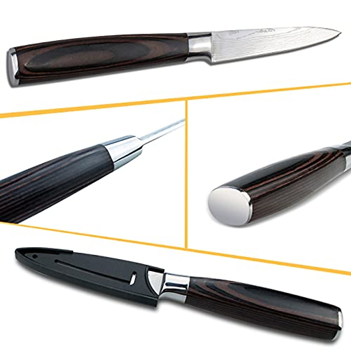 Kitory Paring Knife Fruit Knife Small Kitchen Knife 3.5 Inch 7Cr17MoV German High Carbon Stainless Steel for Fruit and Vegetable Carving Dicing Cutting Chopping Fruits Vegetables 2023 Gift