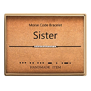 SANNYRA Morse Code Bracelet Stainless Steel Beads on Silk Cord Secret Message Sister Bracelet Jewelry for Her