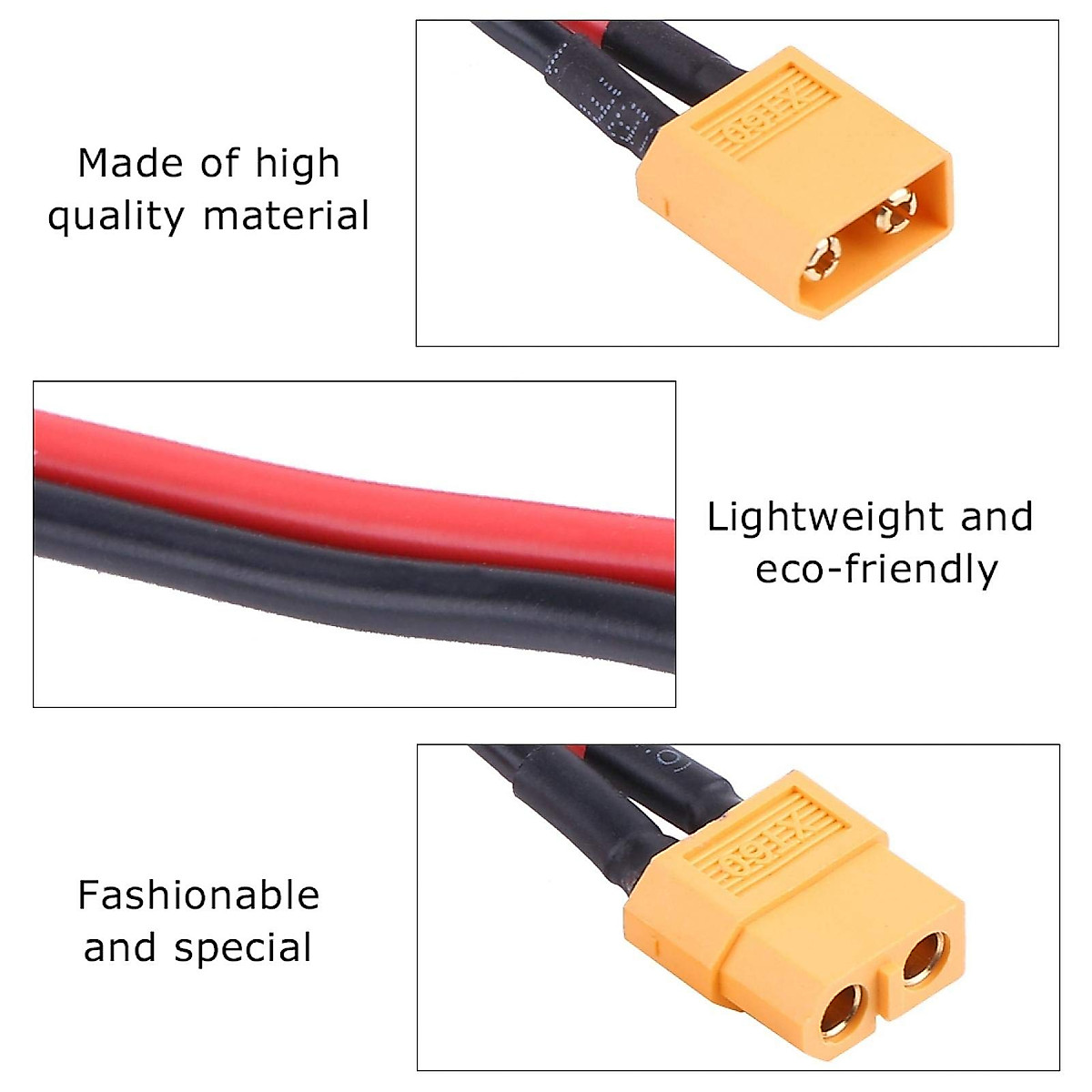 Plug Connector Adapter Cable RC CAR Battery 14AWG Cable for RC Battery with Silicone Jacket