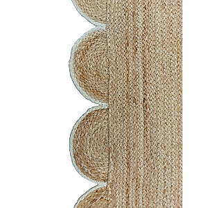 Weaving Village Scalloped Natural Jute Area Rug, Colored Trim