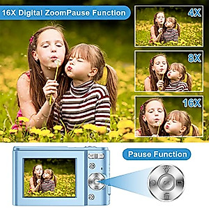Digital Baby Camera for Kids Boys Girls Adults,1080P 48MP Kids Camera with 32GB SD Card,2.4 Inch Kids Digital Camera with 16X Digital Zoom, Compact Mini Camera Kid Camera for Kids/Teens（Light Blue）