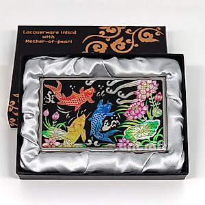 Mother of Pearl Business Card Holder Credit Card Case ID Name Card Holder Metal Card Case Money Cash Case Wallet Arabesque Design