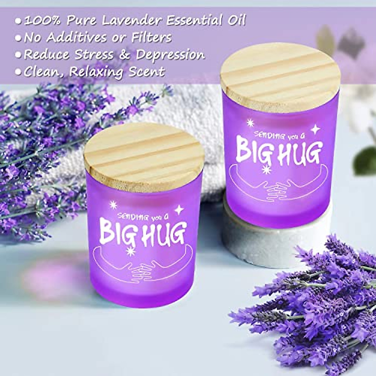 Candle Gifts for Women, HOTIOGA Cute Glass Jar Scented Candle for Birthday Christmas Mothers Day Thank You Present for Mom / Sister / Best Friend / Her - Purple Lavender