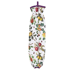 Grocery Plastic Bag Holder Dispenser with Decorative Print on Fabric | Storage Saver Cloth Sacks to Recycle and Reuse Plastic Bags | Set of 2 Hanging Grocery Bag Keeper