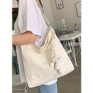 Women Retro Large Size Canvas Shoulder Bag Large Hobo Bag Canvas Crossbody Bag Messenger Tote
