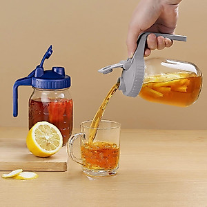 CONNYAM 4 Pack Mason Jar Flip Cap Lids with Handle, Compatible with Ball & Kerr, Airtight and Leak-Proof Seal, Easy Pouring Spout, Turns Jars into Pitchers