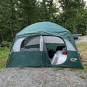 CAMPROS CP Tent-6-Person-Camping-Tents, Waterproof Windproof Family Tent with Top Rainfly, 4 Large Mesh Windows, Double Layer, Easy Set Up, Portable with Carry Bag - Dark Green