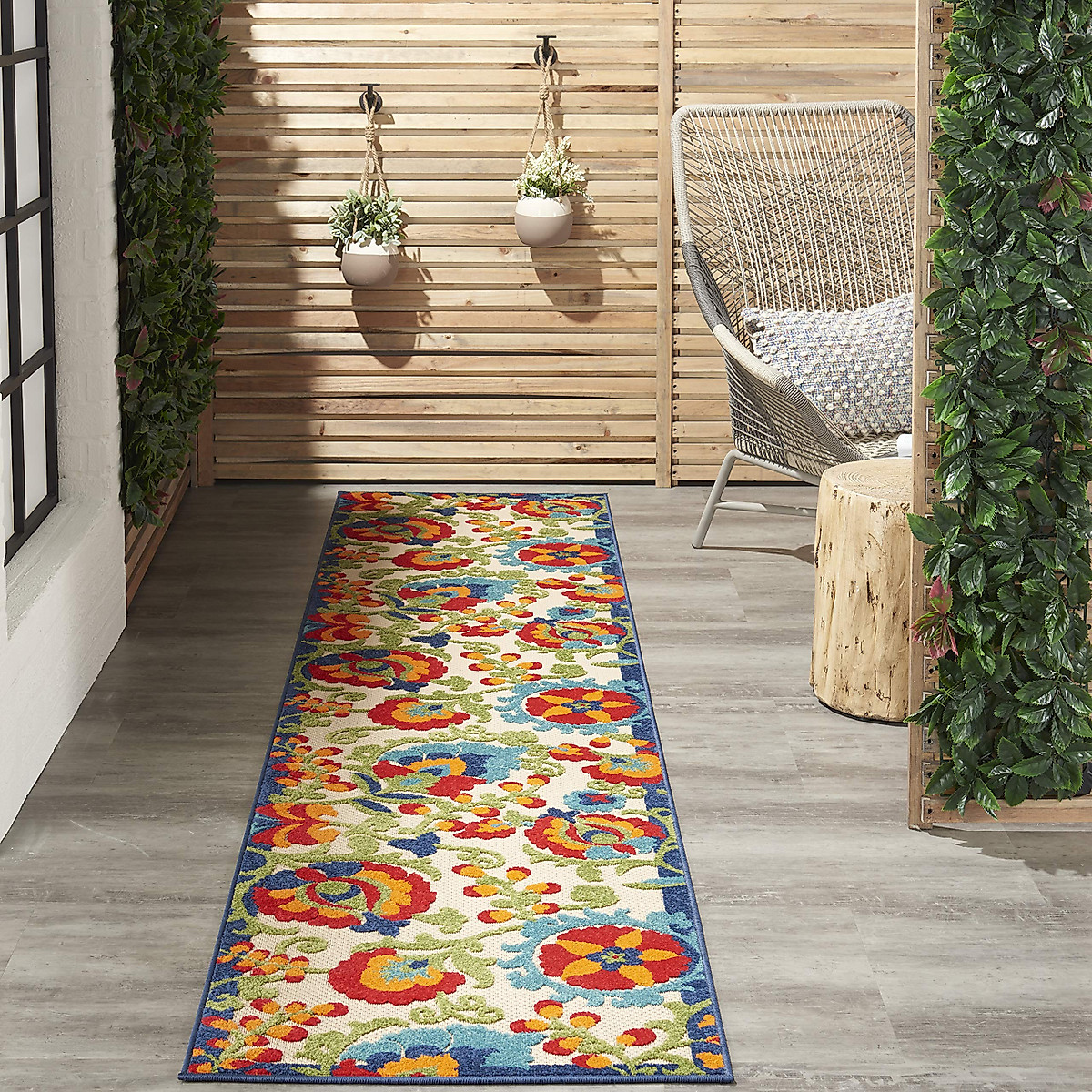 Nourison Aloha Indoor/Outdoor Multicolor 2'3" x 12' Area Rug, Easy Cleaning, Non Shedding, Bed Room, Living Room, Dining Room, Backyard, Deck, Patio (2x12)