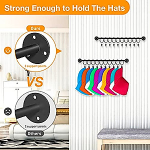 QYINXIU Hat Rack for Wall Baseball Cap，Hat Holder for Wall，Hat Organizer Storage Rack with 20 Removable Metal Clips for Closet Door Bedroom Entrance Laundry, Set of 2, Black