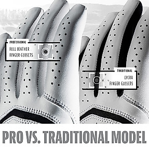 Franklin Sports Golf Glove - Pro Golf Gloves - Premium Leather Golfing Glove - Maximum Grip - Black - Left Hand Glove - Adult Medium