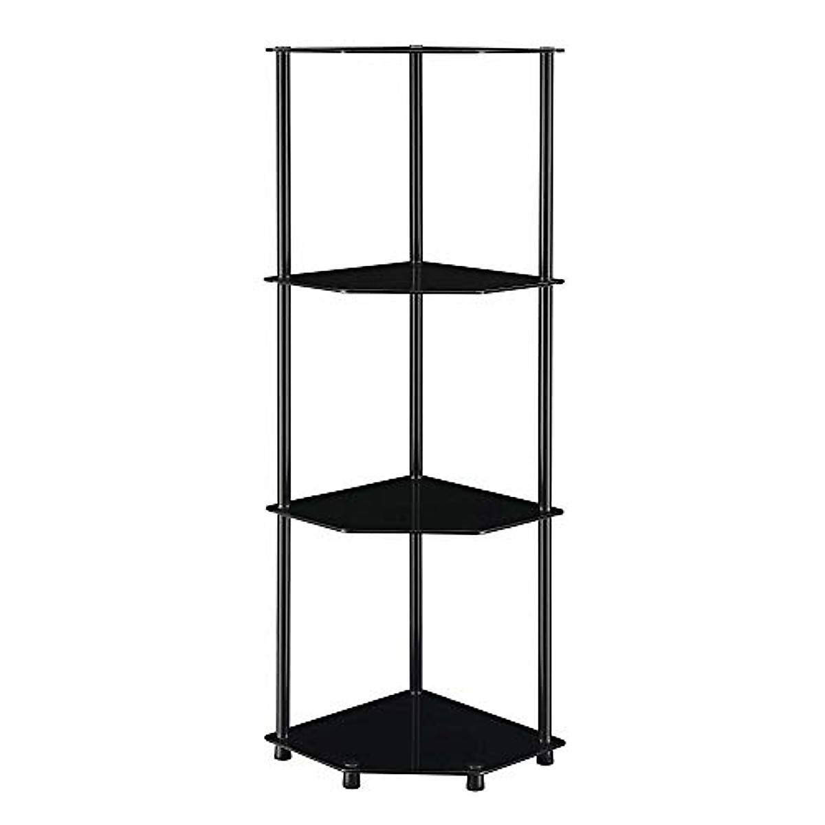 Convenience Concepts Designs2Go Classic 4-Tier Corner Shelf, Black Glass