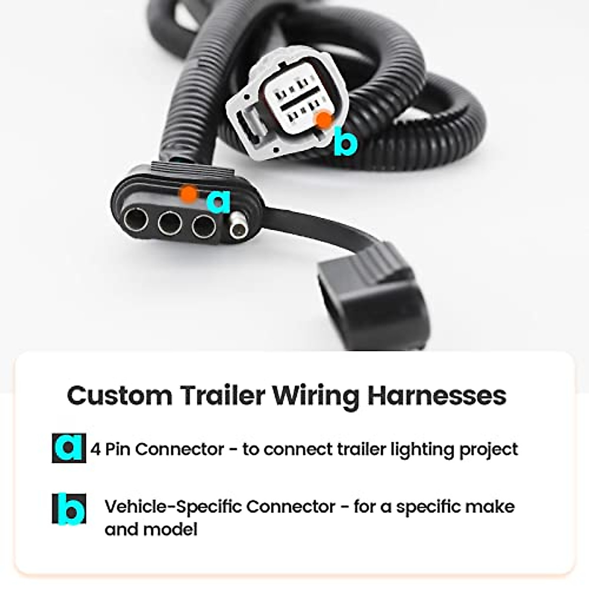 MECMO 56083 4-Way Flat Trailer Wiring Harness for 2010-2022 Lexus RX350 / 2018-2022 Lexus RX 350L / 2010-2018 Lexus RX 450h & 2018 RX 450hl, Vehicle-Side 4-Pole Trailer Light Connector Tow Hitch Wire