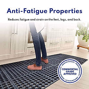 New Star Foodservice 54521 Commercial Grade Grease Resistant Anti-Fatigue Rubber Floor Mat, 36" x 60", Red