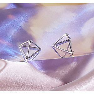 Helen de Lete Simple Geometric Triangle Sterling Silver Stud Earrings