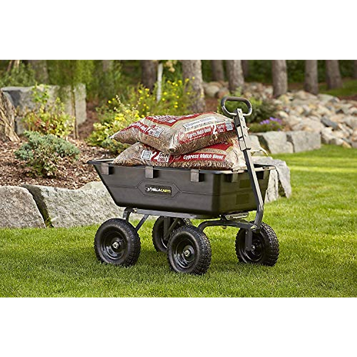 Gorilla Carts GOR6PS Poly Yard Dump Cart, Heavy-Duty Convertible 2-in-1 Handle, 1-(Pack), Black