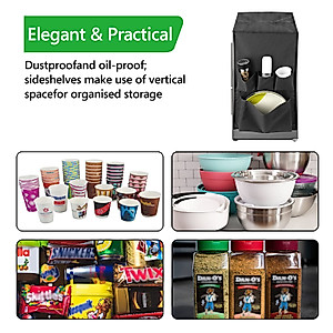 Kingshion Fridge Dust Cover Top, Mini Fridge Caddy Organizer, 14" Width Refrigerator Storage Bag with Extra 12 Pockets for Dorm Office Pantry, Flatware, Utensils, Spice, Cutlery, Napkin, Daily Stuff