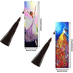 pigpigboss Ballet Girl Diamond Painting Bookmark 2 Pieces DIY Bookmark with Tassel Special Shaped Diamond Painting Dancing Girl Bookmark Diamond Dots Art for Adult Kid Book Decor Art