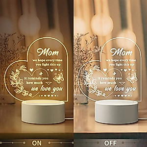 Birthday Gifts for Mom, Mothers Day Gifts from Daughter or Son - Mom Gifts for Mothers Day - to My Mom Night Light Engraved with Saying, Best Christmas Gifts for Mom or Step Mother