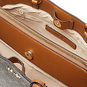 NINE WEST Endora Satchel, Brown Logo/TAN