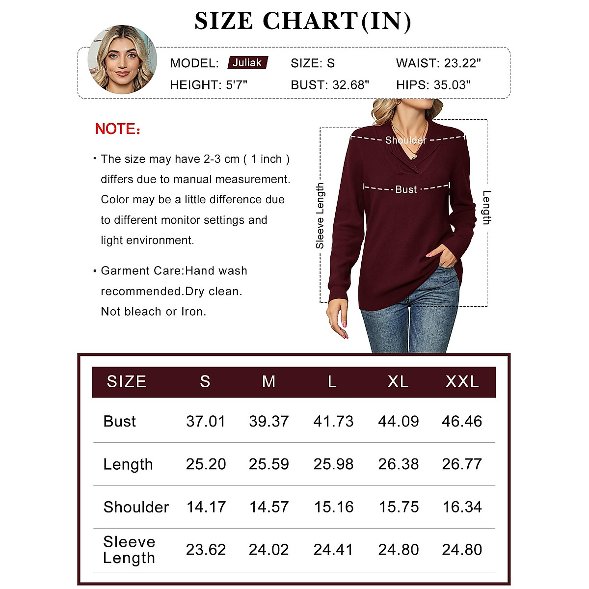 Ivicoer Collared Sweaters for Women V Neck Pullover Ladies Knitted Long Sleeve Tops Casual Fall Winter Polo Trendy