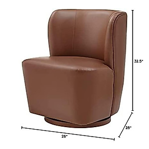 Ball & Cast Swivel Accent Chair with Brown Faux Leather in living bedroom office nursery room