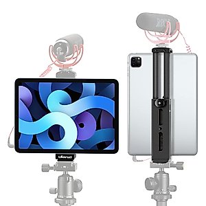 ULANZI Aluminum iPad Tablet Tripod Mount Light Attachment w ipad,7.9-12.9 inches Adjustable Clamp w Cold Shoe Mount Compatible with iPad Mini iPad 2/3/4, iPad Air/Air2, iPad Pro Video Recording