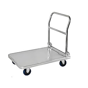 Generic Push Cart Stainless Steel Platform Truck Foldable Handle Thicken Panel for Luggage Tools Appliances Transport High Bearing Capacity Push Cart Platform Truck Cart (Color : 201, Size : 60 * 90