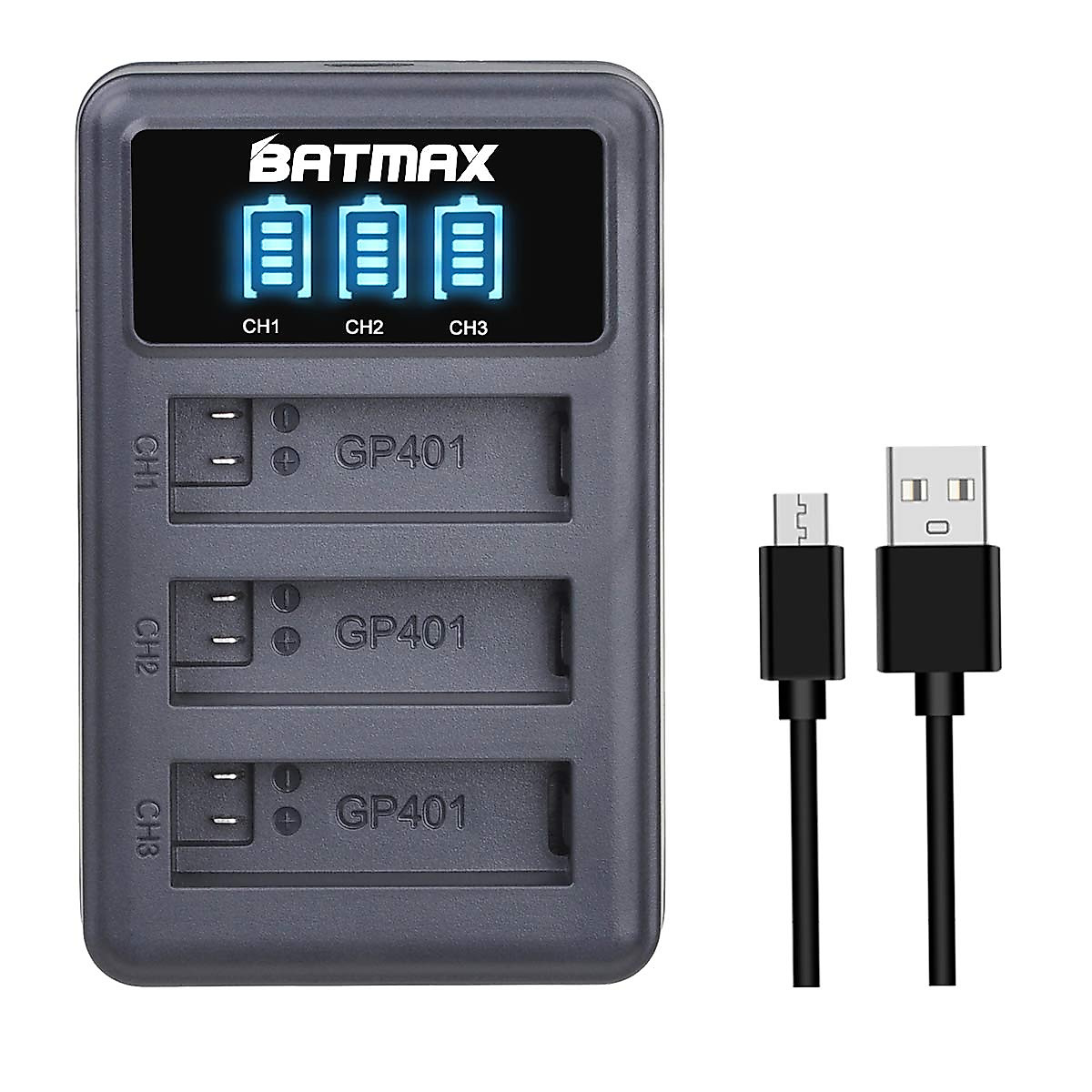 Batmax 3Packs AHDBT-401 1680mAh Battery + LED 3Slots USB Charger for Gopro Hero 4 Battery Go Pro Hero4 AHBBP-401 Action Camera Accessories