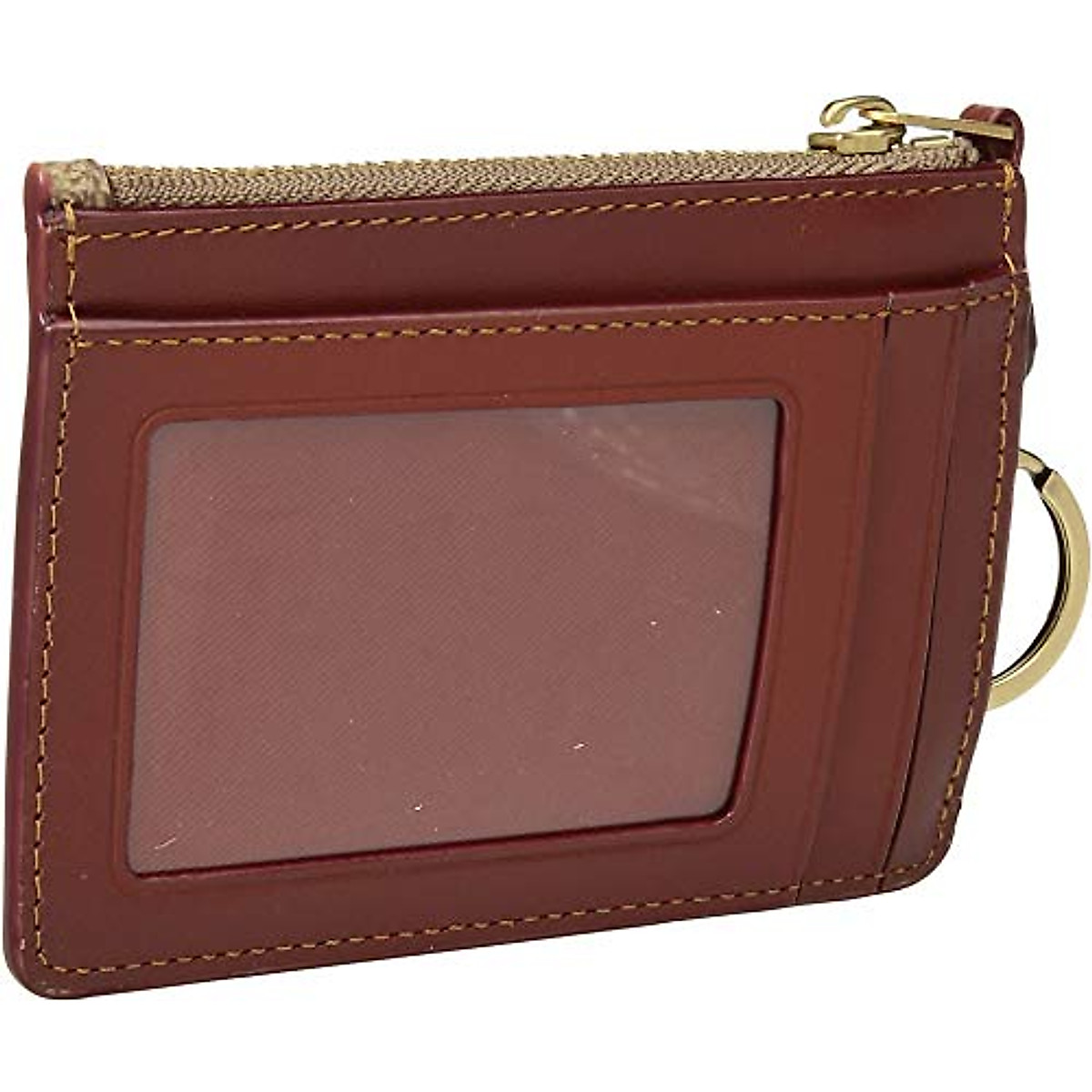 COACH Color Block Coated Canvas Signature Mini ID Skinny Tan/Rust/Brass One Size