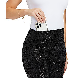 Tipsy Elves Women's Black Sequin High Waisted Leggings Size Small