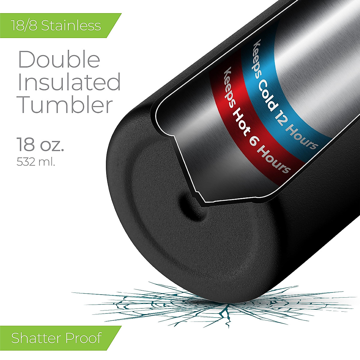 SIPX™ Triple-Insulated Tumblers - 18 Oz. Slim Modern Tumbler With Lid, insulated Cup Keeps Hot For 12 Hours, Stainless Steel Tumbler Made Of Sustainable Material, Coffee Travel Mug For Home & Office