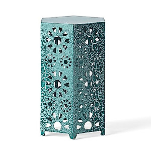 Christopher Knight Home Eliana Outdoor 14" Sunburst Iron Side Table, Crackle Teal