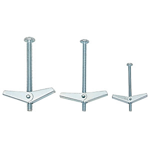 Built Industrial 48 Pieces Heavy Duty Toggle Bolts, Wall Anchors & Screws for Drywall, 1/4 Inch, 1/8 Inch, 3/16 Inch (3 Sizes)