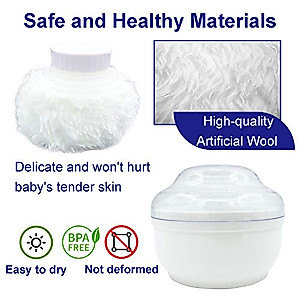 Storage Body Powder Container, Large 3.5" Fluffy Body After-Bath Powder Case, Baby Care Face/Body Villus Powder Puff Box, Makeup Cosmetic Talcum Powder Container with Hand Holder (White)