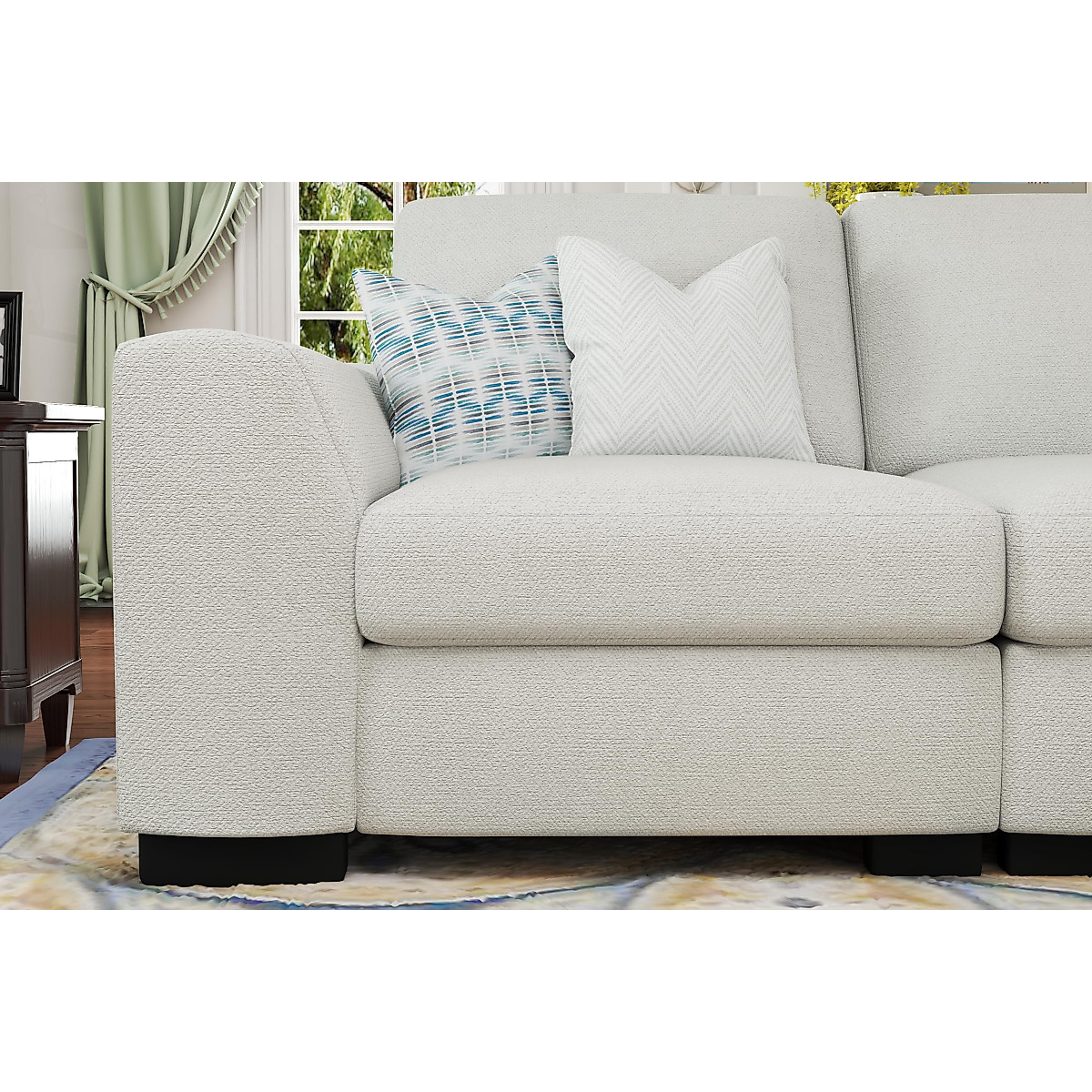 Youmumeub Oversized Modular Sectional Couch with 4 Lumbar Pillows, L Shaped Couches for Living Room, 130" 4 Seater Sofas with Storage Ottoman U Shaped Sofa, Beige