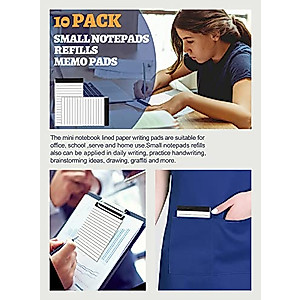 10 Pack Small Notepads Refills Memo Pads 3 x 5 Inch Lined Writing Note Pads with 30 Sheets Note Pad Paper in Each Pad Mini Pocket Notebook Refills for Taking Notes and Reminders Organization Planning