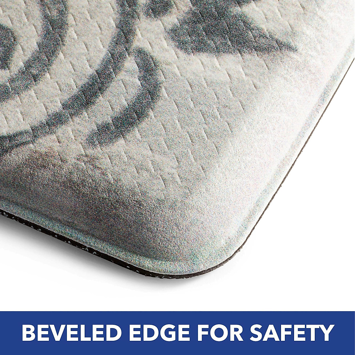 Home Dynamix Cozy Living Grateful Floral Runner Anti-Fatigue Kitchen Mat, Non-Slip Floor Mat, Padded Standing Desk Mat, Grey/Cream, 17.5"x30"