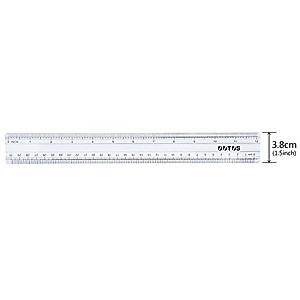 2 Pack Plastic Ruler Straight Ruler Measuring Tool 12 Inches (Clear, 31.4 x 3.8 x 0.3 cm)