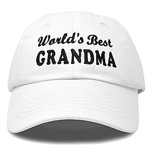 DALIX Worlds Best Grandma Hat Gift Embroidered Cotton Cap in White