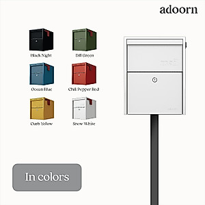 Adoorn Post Mount Mailbox, Large - Anti-Theft Locking Mailbox, Weatherproof Mailboxes for Outside The House, 15.5" H x 12" L x 18.5" D (White)