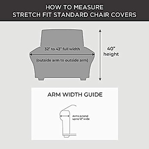 Surefit Stretch Jacquard Damask Box Cushion Chair Two Piece Slipcover, Form Fit, Polyester/Spandex, Machine Washable, Oyster