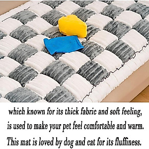 Funnyfuzzy Cream-Coloured Large Plaid Square Pet Mat Bed Couch Cover,Garden Chic Cotton Protective Couch Cover,A Chic Slipcovers for Pet Owners,Non-Sticky Cat/Dog Hair (27.6x70.9 in, Black)