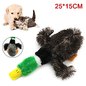 N/ hionre Sound Squeaky Interactive Toys for Pets, Funny Plush Cartoon Duck Shape Chew Play Toy for Pet Dog Cat Duck