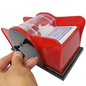 Evelots Playing Cards Shuffler - 2 Deck Card Holder, Easy Hand Cranked System, Card Shuffling Machine, Casino Card Shuffler for Blackjack Poker Texas Hold Em | Card Games