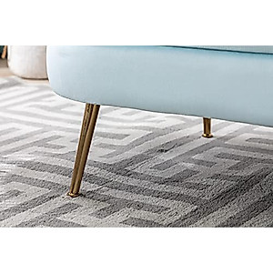 Loveseat Sofa, Modern Velvet Couch Accent Upholstered Settee, 2 Seater Small Loveseat for Small Spaces, Office, Bedroom, Living Room (Light Blue)