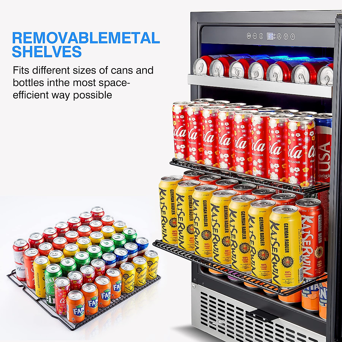 BODEGA Beverage Refrigerator 24 Inch, Under Counter Beverage Refrigerator, Built-in and Freestanding Beverage Cooler 180 Cans, Stainless Steel Under Counter Beer Fridge Perfect for Beer, Soda, Water